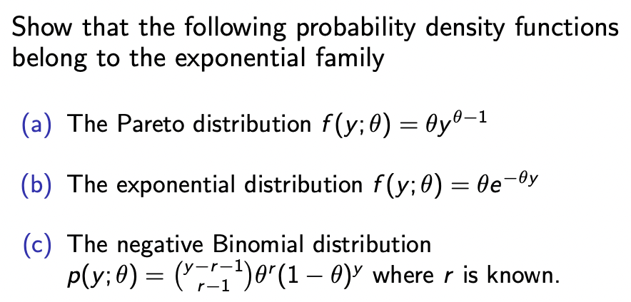 Solved Show that the following probability density functions | Chegg.com