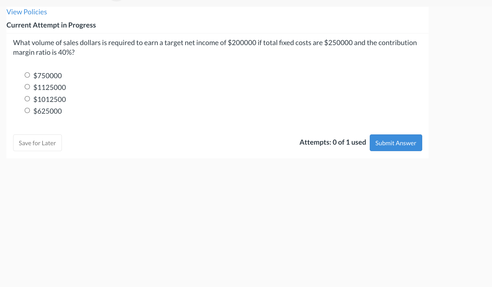 Solved View Policies Current Attempt in Progress What volume | Chegg.com