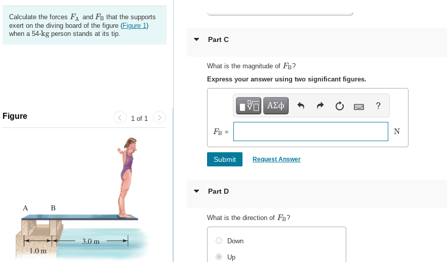 Solved Calculate the forces FA and Fg that the supports | Chegg.com