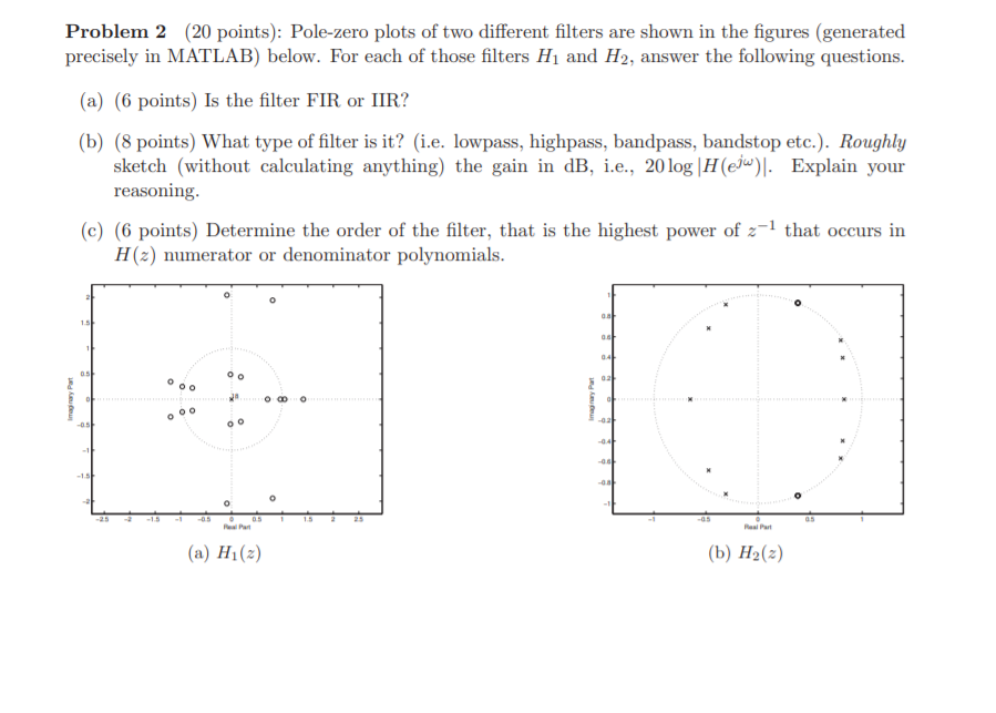 Problem 2 (20 points): Pole-zero plots of two | Chegg.com