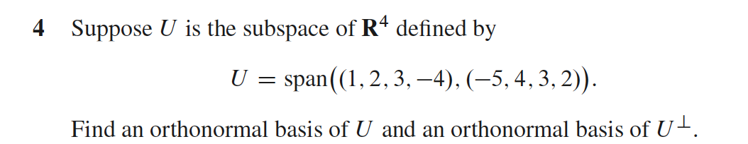 Solved 4 Suppose U is the subspace of R4 defined by U = | Chegg.com