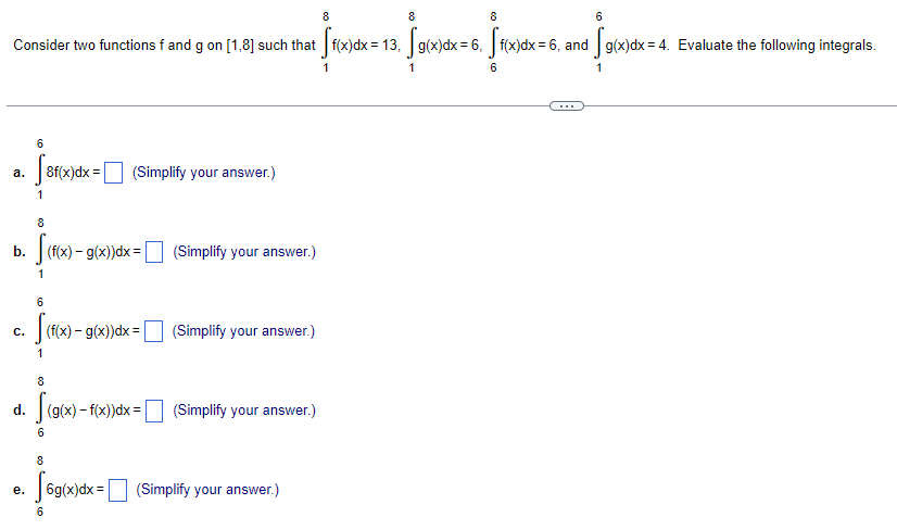 Solved Consider two functions f and g on [1,8] such that | Chegg.com