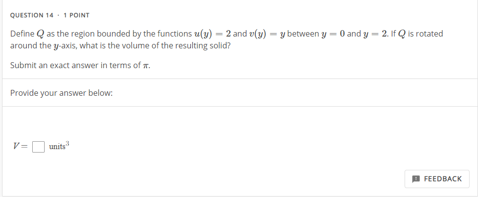 Solved Define Q as the region bounded by the function u(y)=2 | Chegg.com