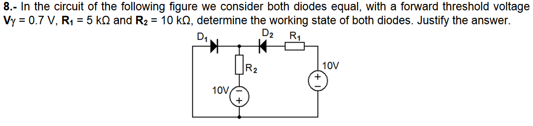 Solved 8.- In the circuit of the following figure we | Chegg.com