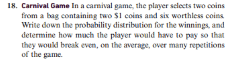 Solved 18. Carnival Game In a carnival game, the player | Chegg.com