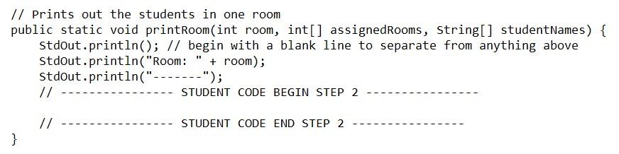 Solved Step 2. Next you will modify the printRoom function | Chegg.com