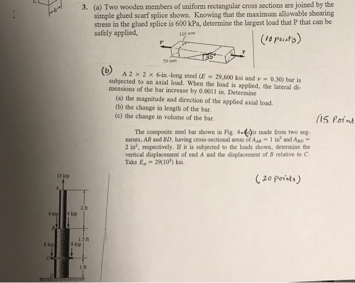 Solved (a) Two wooden members of uniform rectangular cross | Chegg.com