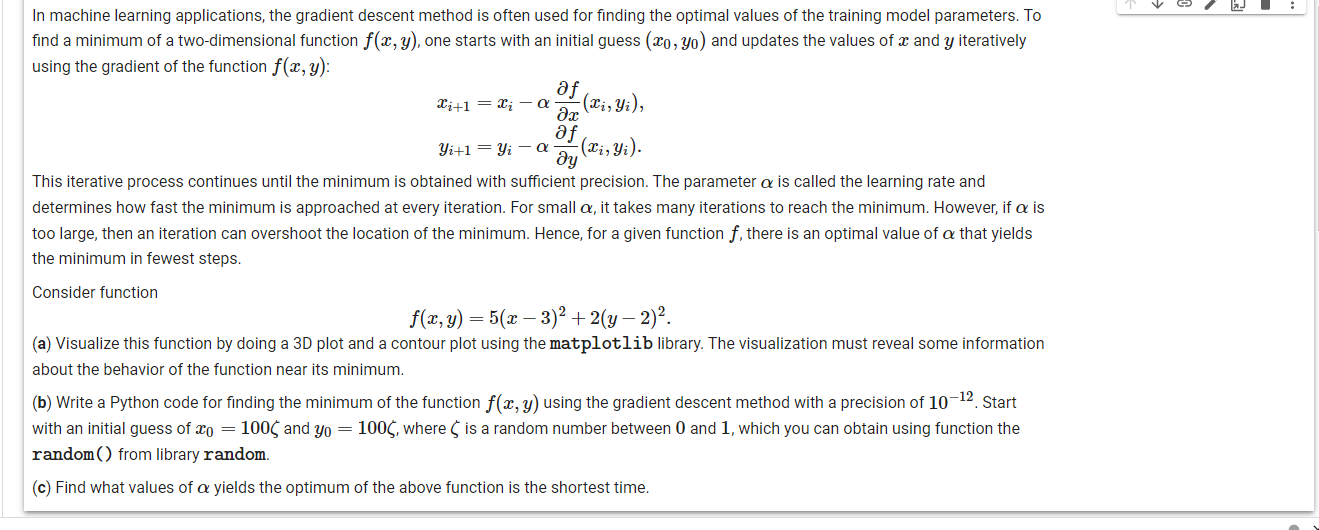 In machine learning applications, the gradient | Chegg.com