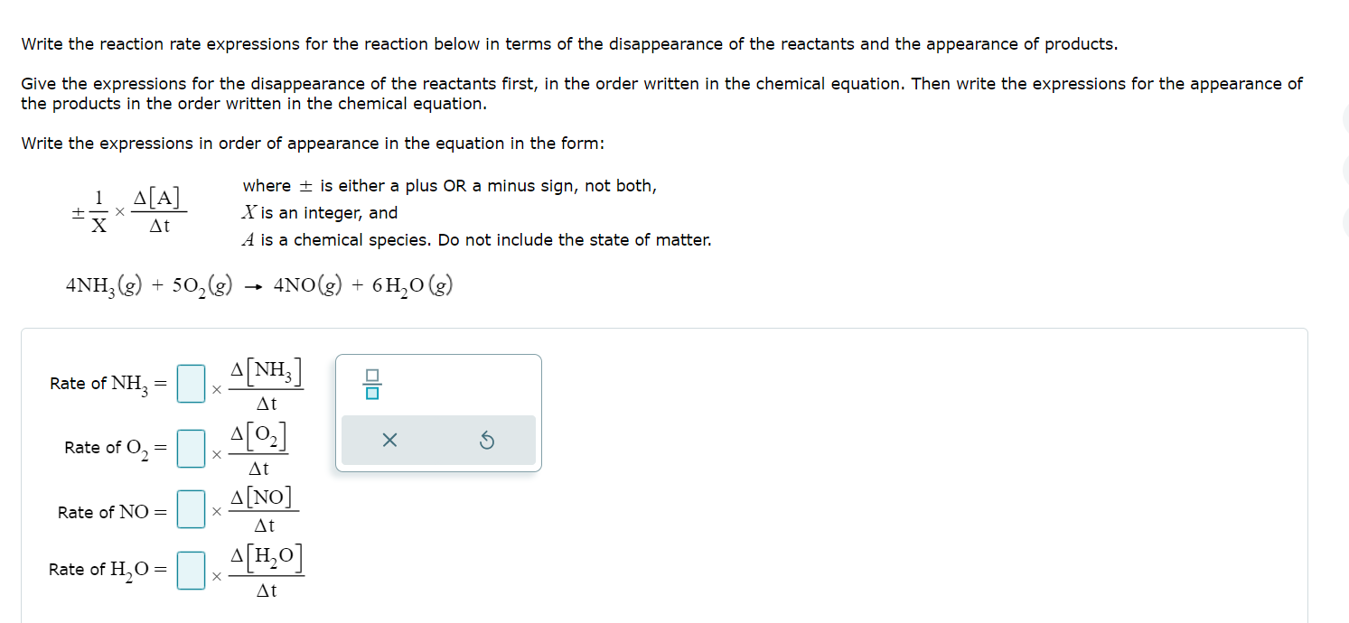 Solved Write the reaction rate expressions for the reaction | Chegg.com