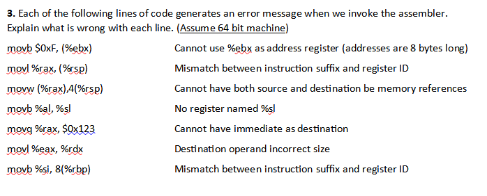 Solved 3. Each of the following lines of code generates an | Chegg.com