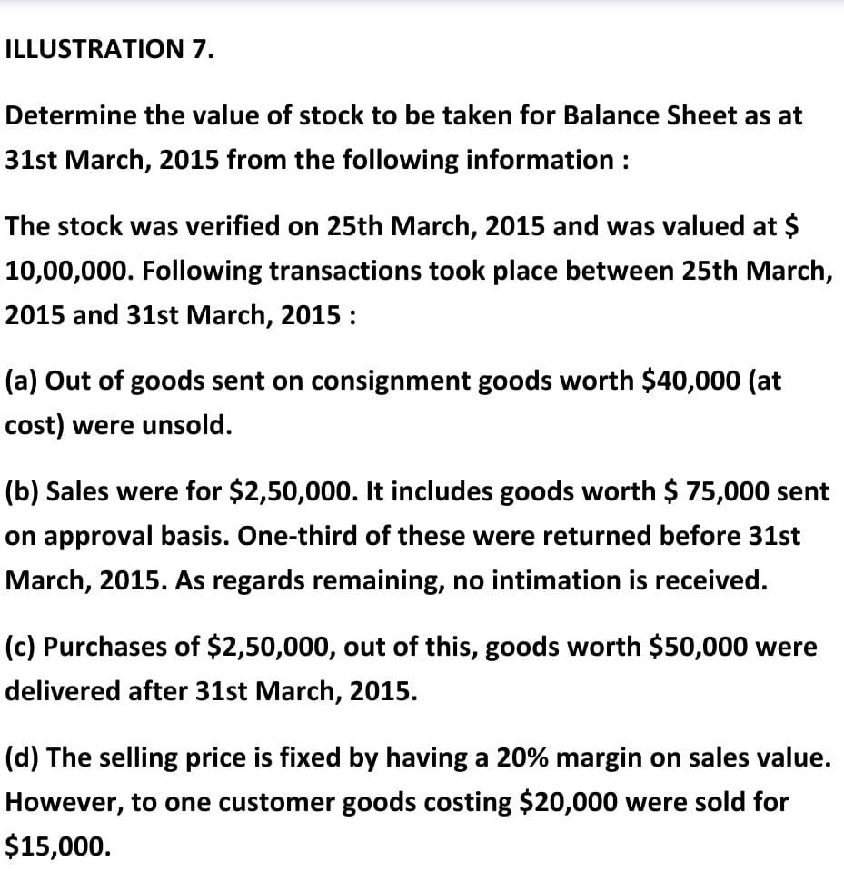 Solved ILLUSTRATION 7. Determine the value of stock to be | Chegg.com