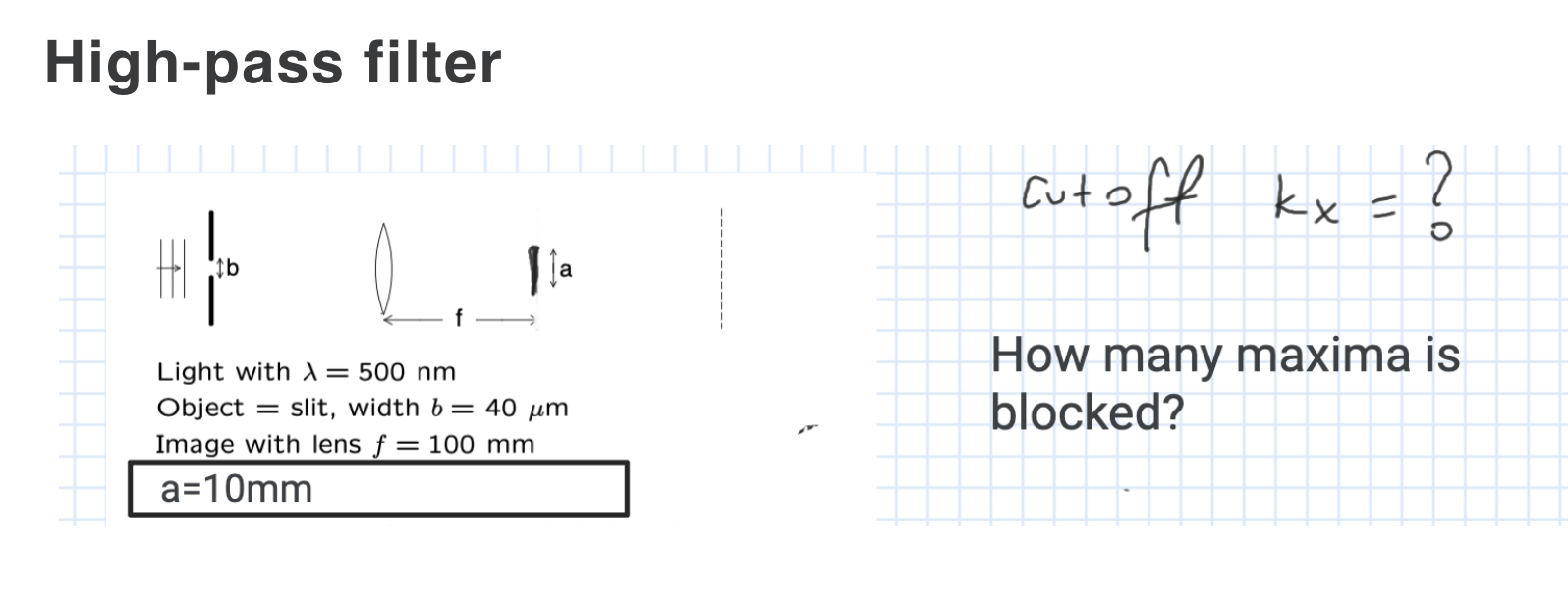 Solved High-pass filter Cutoff kx= ? = HI lia f Light with = | Chegg.com
