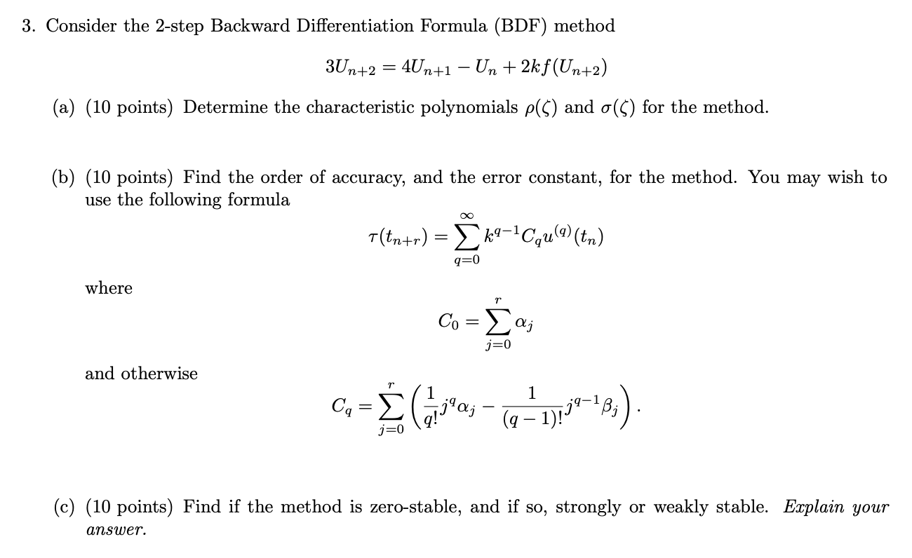 Solved 3 Consider The 2 Step Backward Differentiation