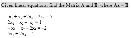 Solved Given linear equations, find the Matrix A and B, | Chegg.com