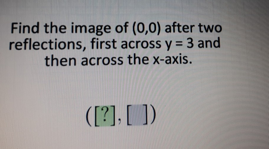 Solved Find the image of (0,0) after two reflections, first | Chegg.com