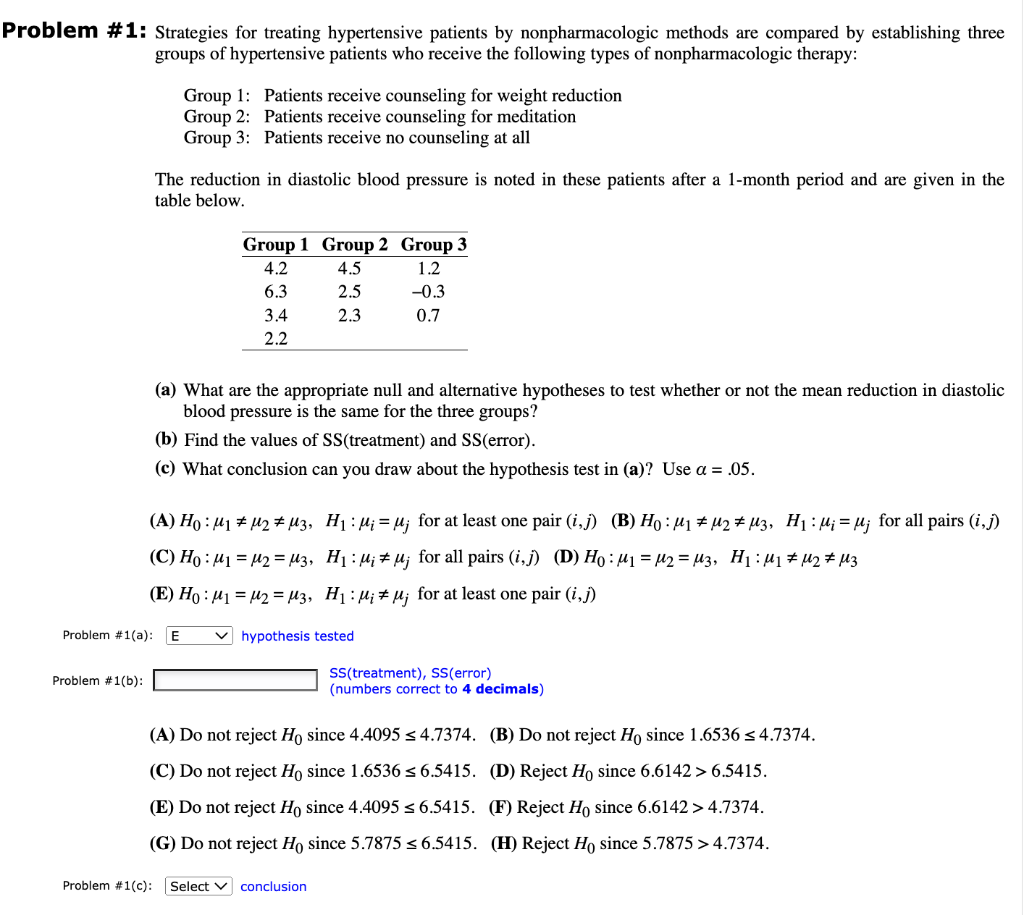 Solved lem \# 1: Strategies for treating hypertensive | Chegg.com