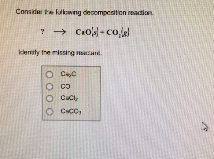 Solved Consider the following decomposition reaction. ? | Chegg.com