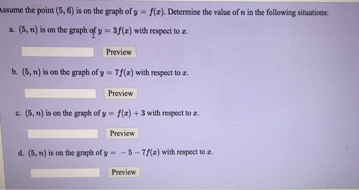 Solved Assume the point(5,6) is on the graph of y=(x). | Chegg.com