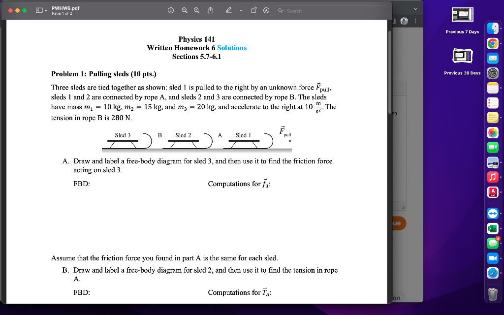 Solved Three sleds are tied together as shown: sled 1 is | Chegg.com