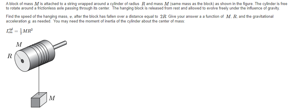 Solved A block of mass M is attached to a string wrapped | Chegg.com