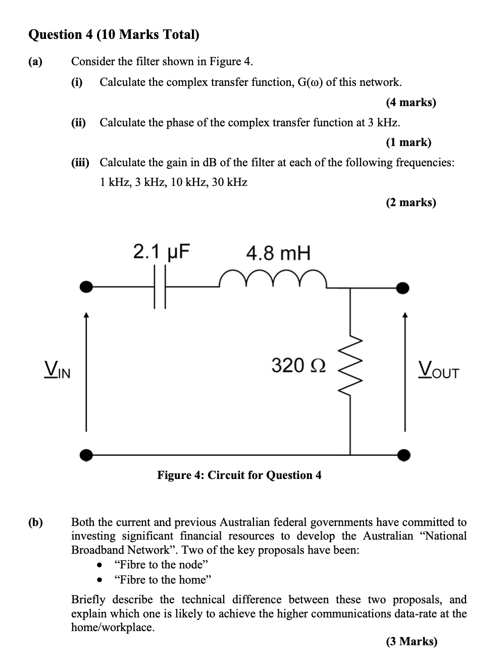 Solved (a) Question 4 (10 Marks Total) Consider the filter | Chegg.com