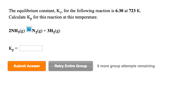 Solved The equilibrium constant, Kc, for the following | Chegg.com