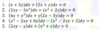 Solved Exact Equation. Test each of the following equations | Chegg.com