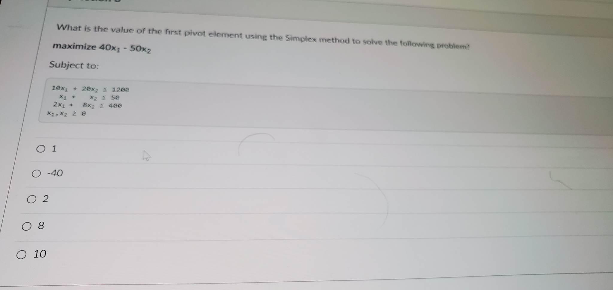 What is the value of the first pivot element using | Chegg.com