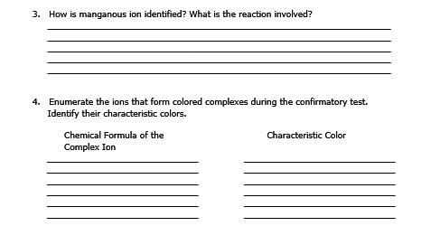 Solved 3. How is manganous ion identified? What is the | Chegg.com