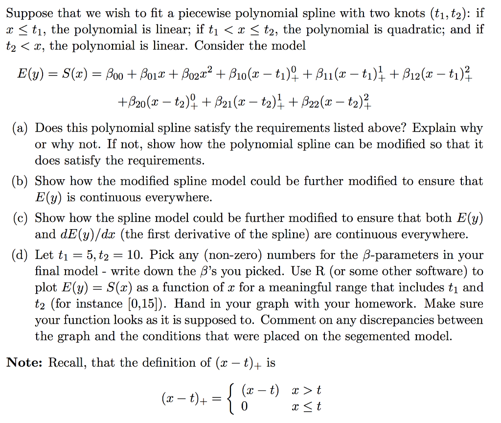Suppose that we wish to fit a piecewise polynomial | Chegg.com