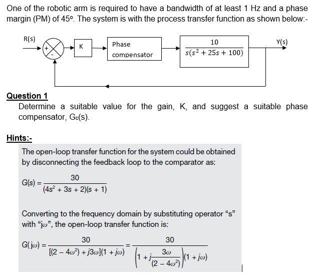 Solved One of the robotic arm is required to have a | Chegg.com