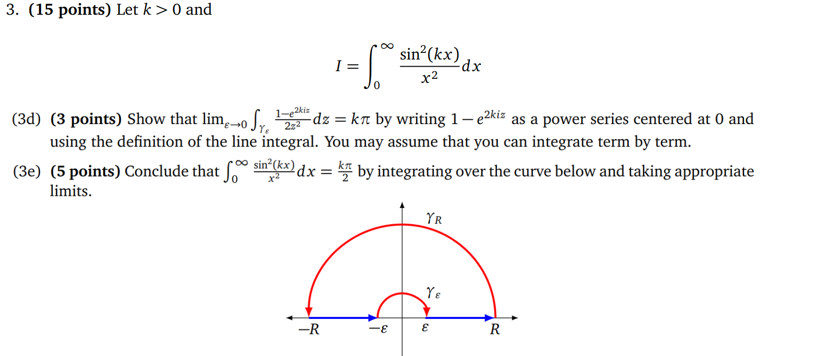 Solved 3. (15 points) Let k > 0 and sin?(kx) - 1 * min -dx | Chegg.com