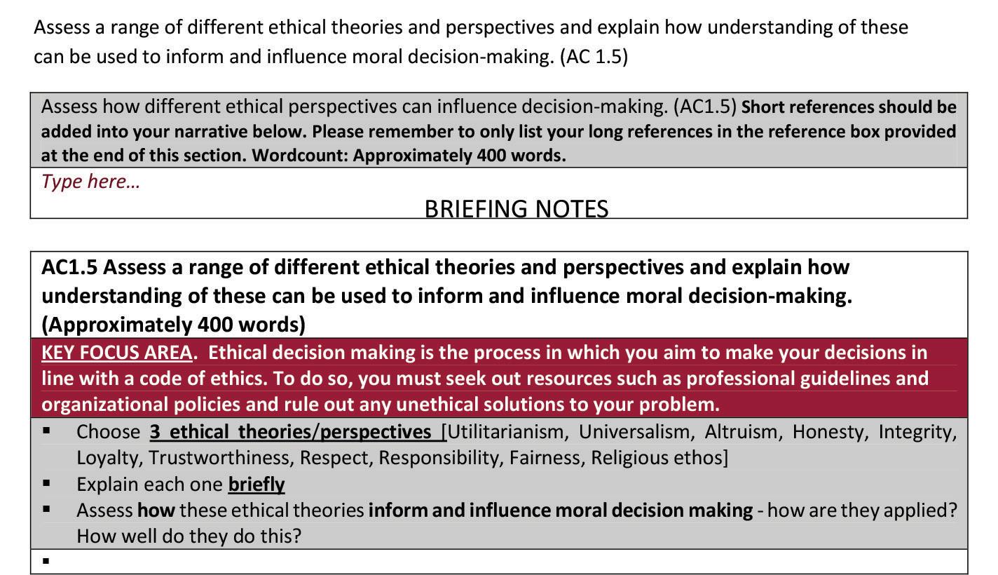 Solved Assess a range of different ethical theories and | Chegg.com