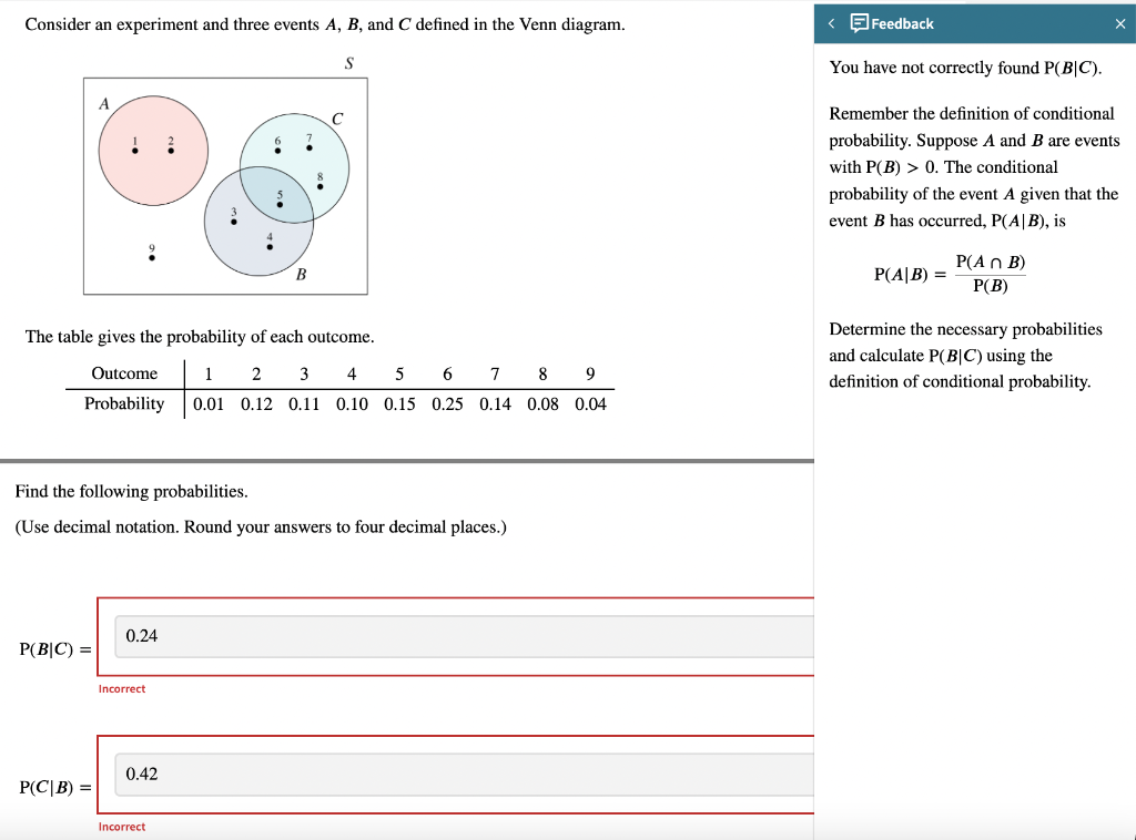 Solved Consider an experiment and three events A, B, and C | Chegg.com