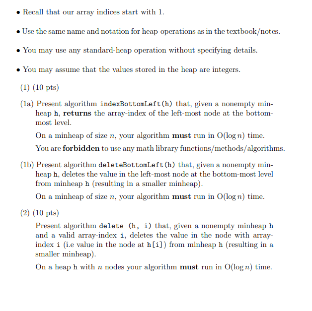 Solved Recall That Our Array Indices Start With 1 • Use The 0438