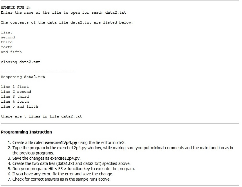 Solved Exercise 4: Program exercise for read and readline | Chegg.com