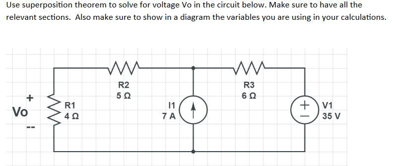Solved Use superposition theorem to solve for voltage Vo in | Chegg.com