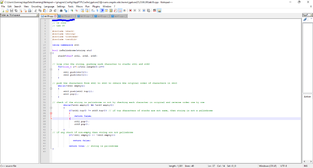 Solved I'm having trouble with ispalindrome function that | Chegg.com