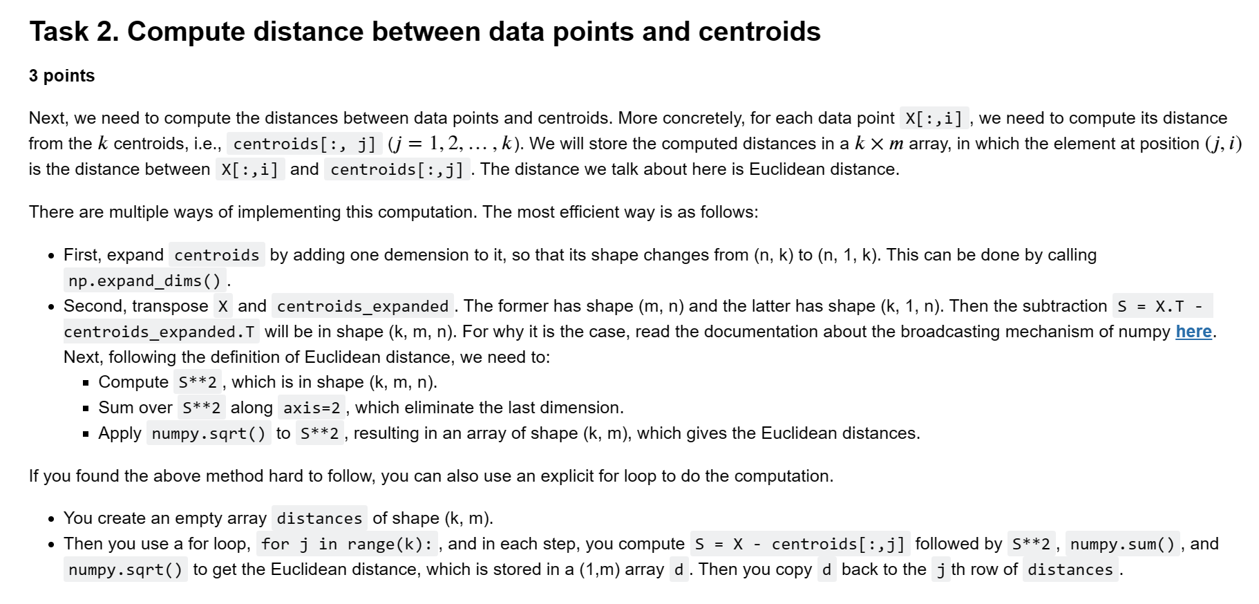 Solved 3 points Next, we need to compute the distances | Chegg.com