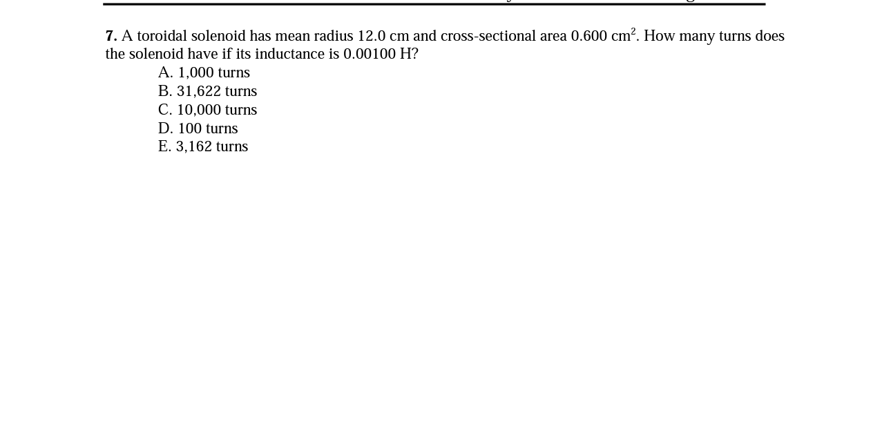 Solved 7 A Toroidal Solenoid Has Mean Radius 12 0