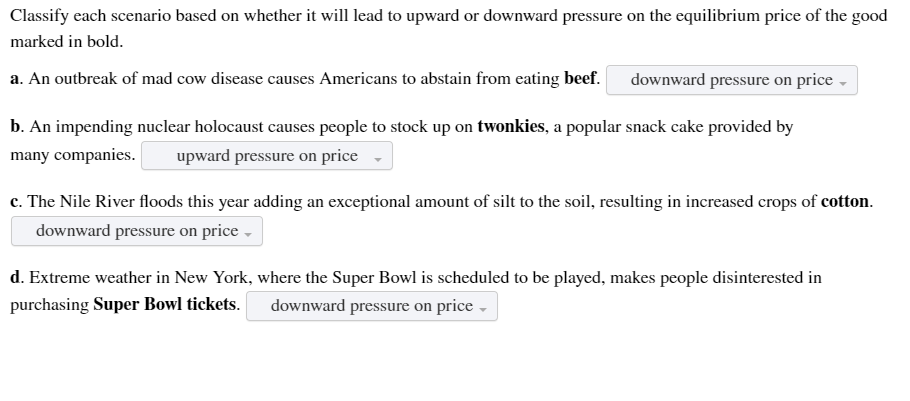 Solved Classify each scenario based on whether it will lead | Chegg.com