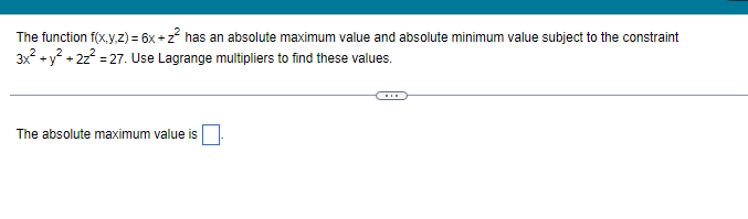 Solved The function f(x,y,z)=5x has an absolute maximum | Chegg.com