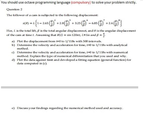 Solved You should use octave programming language | Chegg.com