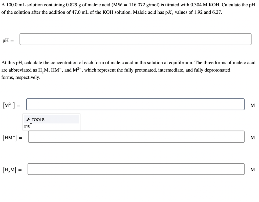 Solved A 100.0 mL solution containing 0.829 g of maleic acid | Chegg.com