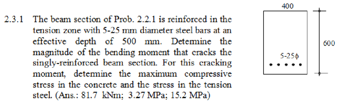 Solved T.3.1 The beam section of Prob. 2.2.1 is reinforced | Chegg.com
