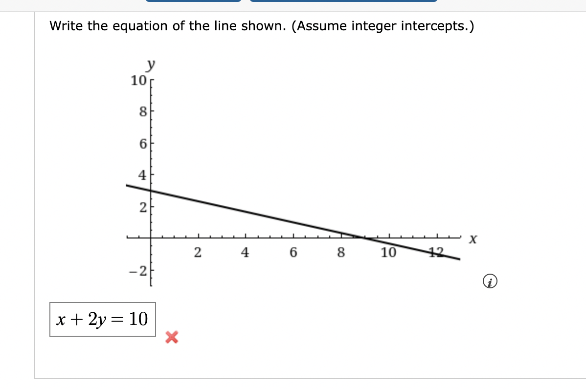 Solved Write the equation of the line shown. (Assume integer | Chegg.com