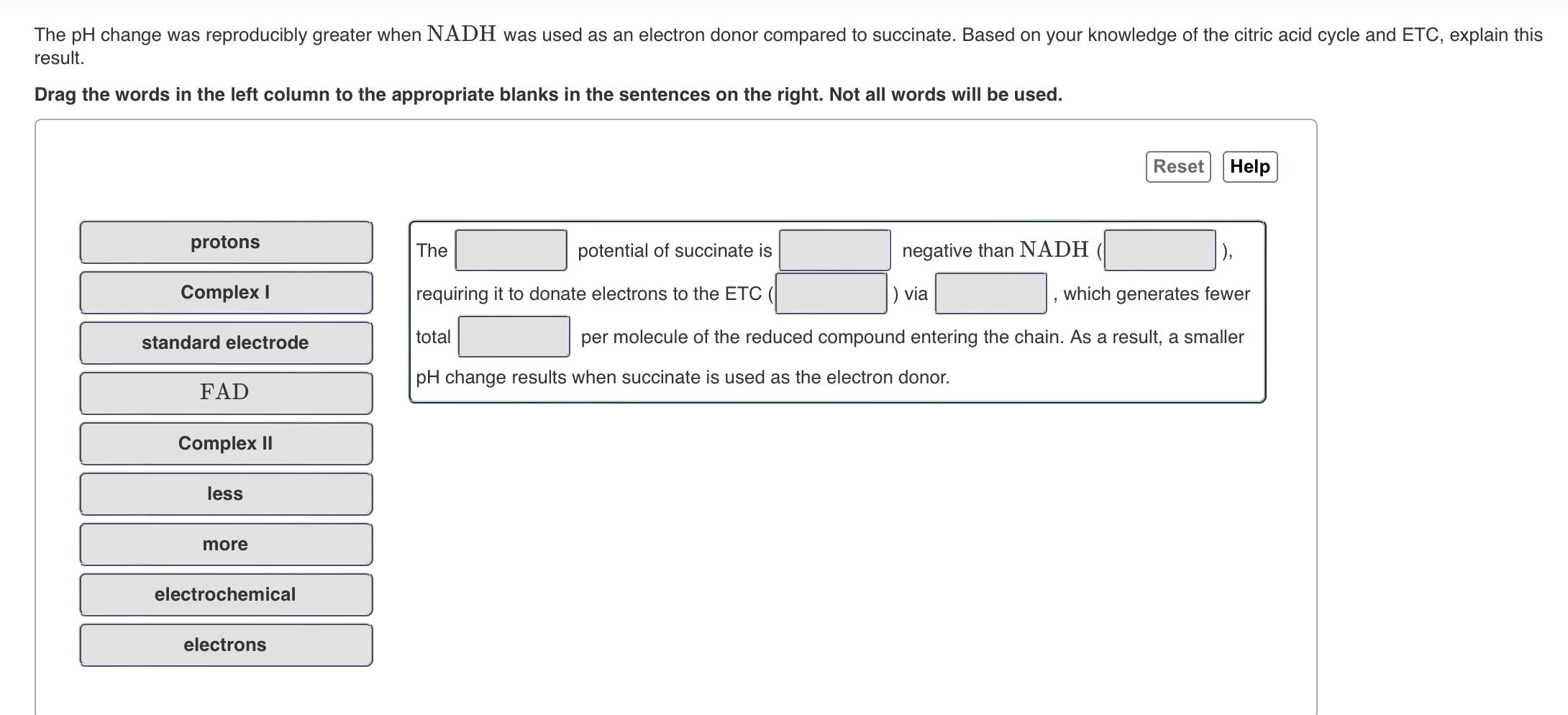 Solved The pH change was reproducibly greater when NADH was | Chegg.com