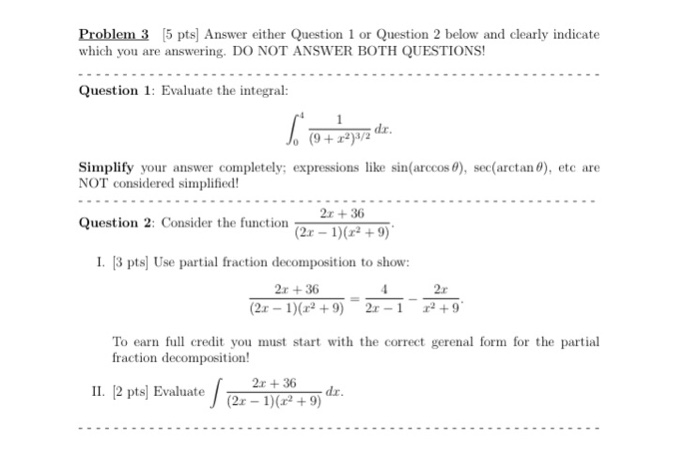 Solved Problem 3 5 pts Answer either Question 1 or Question | Chegg.com