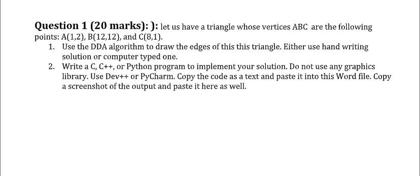 Solved Question 1 (20 marks): ): let us have a triangle | Chegg.com