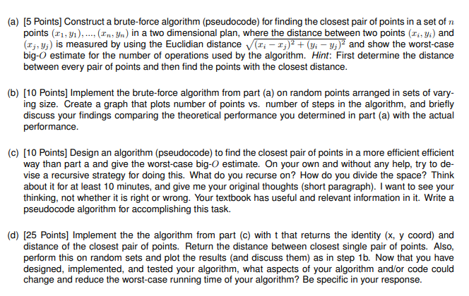 (a) [5 Points] Construct a brute-force algorithm | Chegg.com